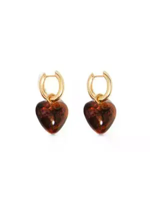 Bimba Y Lola Hoop Earrings With Amber Resin Heart - Gold
