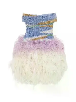 GEORGES HOBEIKA Embellished Feather-skirt Dress