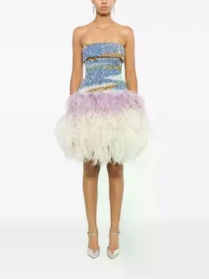 GEORGES HOBEIKA Embellished Feather-skirt Dress