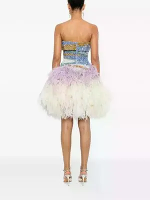 GEORGES HOBEIKA Embellished Feather-skirt Dress