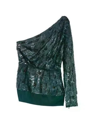 Elie Saab One-shoulder Sequin-embellished Top - Green