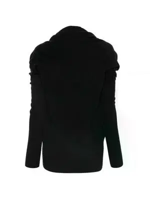 7 For All Mankind Wrap-style Ribbed-trim Sweater - Black