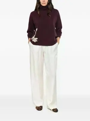 WHYCI MILANO Floral Appliqué Roll-neck Sweater