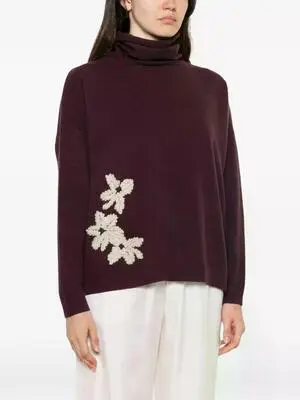 WHYCI MILANO Floral Appliqué Roll-neck Sweater