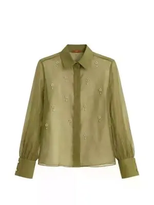 Max Mara Embroidered Silk-organza Shirt