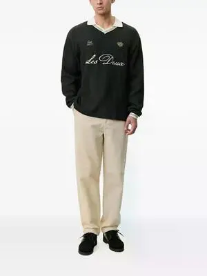 LES DEUX Logo-embroidered Waffle-knit Sweater - Green
