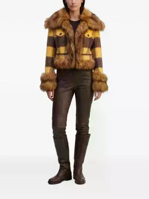 Dsquared2 Faux Fur-trimmed Checked Jacket
