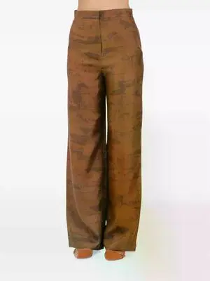 Max Mara All-over Print Silk Trousers