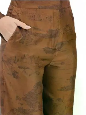 Max Mara All-over Print Silk Trousers