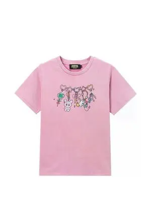 MINI CREAM Graphic-print Bow-detail T-shirt