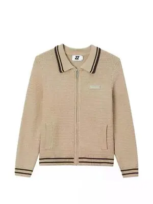 Izzue Striped-trim Zip-up Cardigan