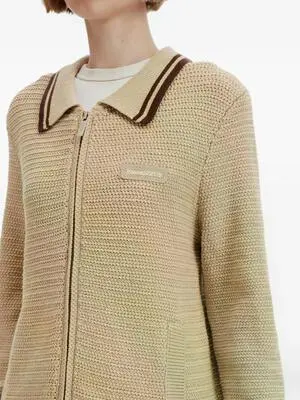 Izzue Striped-trim Zip-up Cardigan