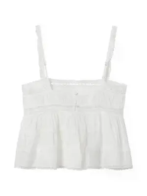 FREE PEOPLE Lace-trim Pleated Top