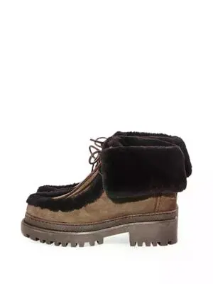 YVES SALOMON Shearling-trim Suede Ankle Boots - Brown
