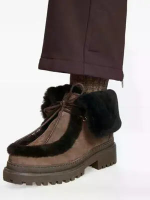 YVES SALOMON Shearling-trim Suede Ankle Boots