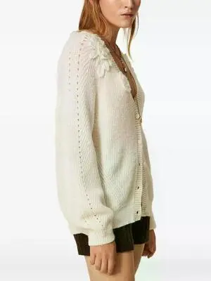 TWINSET Crochet Flower Appliqué Cardigan - Neutrals