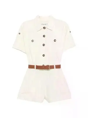 SELF-PORTRAIT Button-fastening Short-sleeve Denim Playsuit
