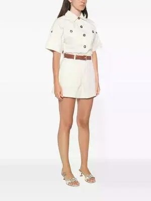 SELF-PORTRAIT Button-fastening Short-sleeve Denim Playsuit