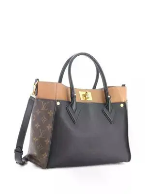 LOUIS VUITTON On My Side Leather With Monogram Canvas Mm Tote Bag