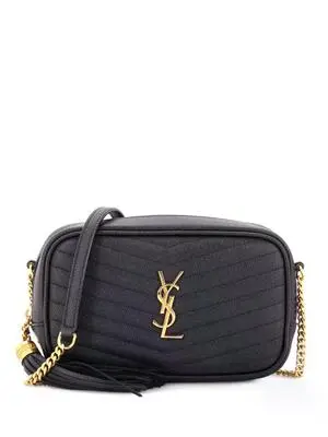 Saint Laurent Lou Camera Bag Matelasse Chevron Leather Mini Crossbody Bag - Black