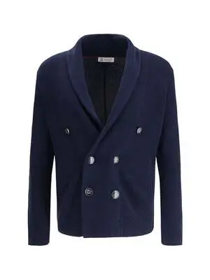 Brunello Cucinelli Cardigan With A Shawl Collar - Blue