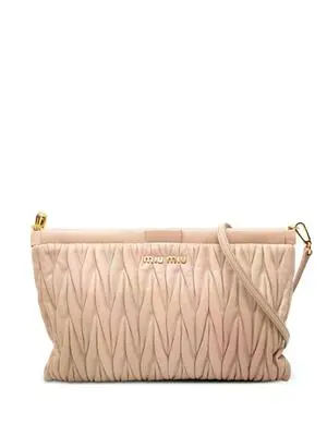 Miu Miu 2010-2026 Matelasse Nappa Frame Clutch With Strap Crossbody Bag - Brown
