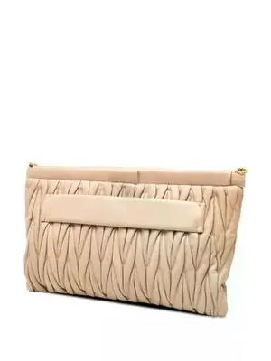 Miu Miu Matelasse Nappa Frame Clutch With Strap - Brown