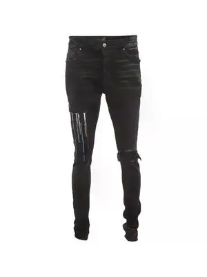 Amiri Distressed Paint-drip Jeans - Black