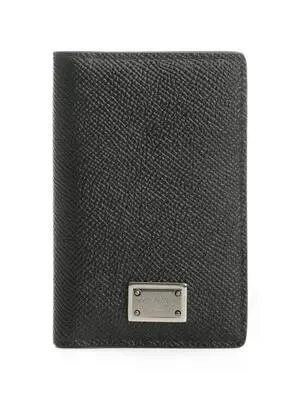 Dolce & Gabbana Dauphine-print Calfskin Bifold Card Holder - Black