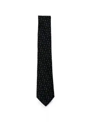 Giorgio Armani Polka-dot Diagonal-stripe Tie - Black