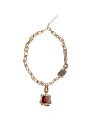 Max Mara Crystal-embellished Chain-link Necklace - Gold