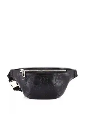 Gucci Gg Embossed Perforated Leather Small Belt Bag - Black