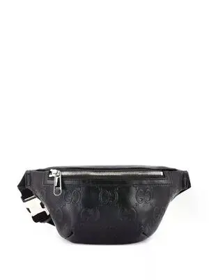 Gucci Gg Embossed Perforated Leather Belt Bag - Black