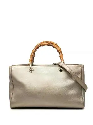Gucci 2016-2025 Medium Calfskin Bamboo Shopper Satchel - Gold