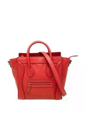 Celine 2013 Nano Leather Luggage Tote Satchel - Red