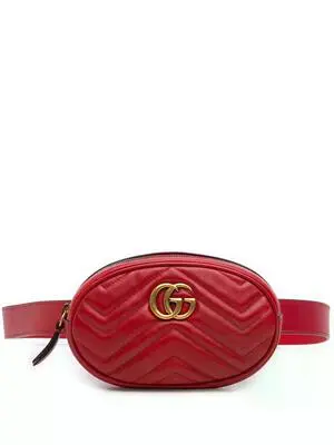 Gucci 2016-2026 Gg Marmont Matelasse Calfskin Belt Bag - Red