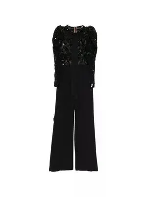 Elie Saab Beaded Juliet-sleeve Jumpsuit - Black