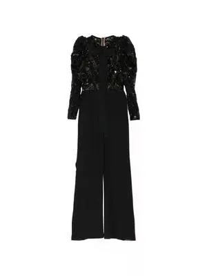 Elie Saab Beaded Juliet-sleeve Jumpsuit - Black