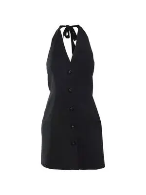 Attico Isabel Halter-neck Mini Dress - Black