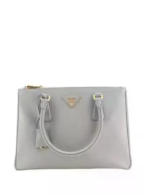 Prada Galleria Double Zip Saffiano Leather Small Tote Bag - Grey