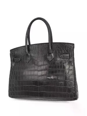Hermès 2012 Birkin 30 Crocodile Leather Tote Bag - Black