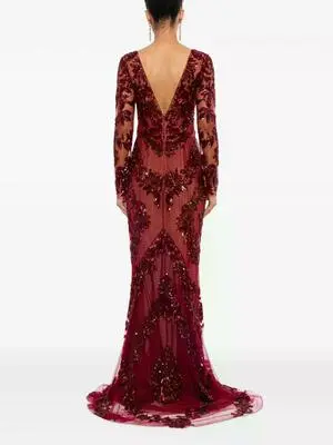 Zuhair Murad Beaded Lace Fishtail Gown