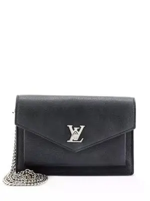 LOUIS VUITTON Mylockme Chain Pochette Leather Clutch Bag - Black