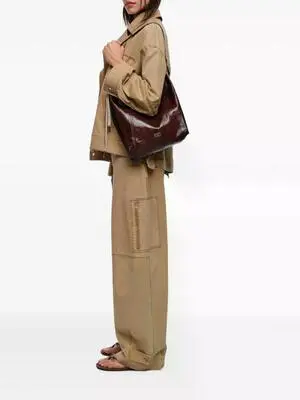 Bimba Y Lola Medium Mocha Shiny Leather Paper Bag