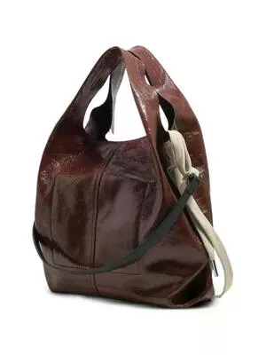 Bimba Y Lola Medium Mocha Shiny Leather Paper Bag