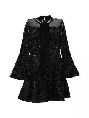 Elie Saab Embellished Tulle Dress - Black