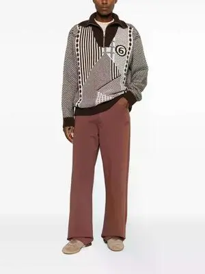 MAISON MARGIELA Logo-embroidered Wide-leg Trousers - Brown