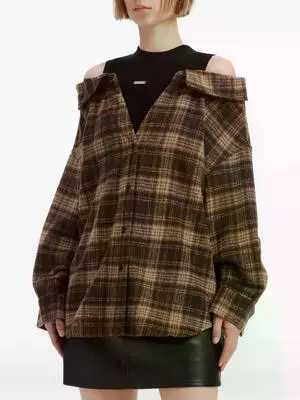 MUSIUM DIV. Checked Cold-shoulder Shirt