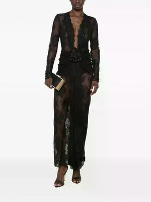 Dolce & Gabbana Floral-lace Floral-appliqué Dress - Black