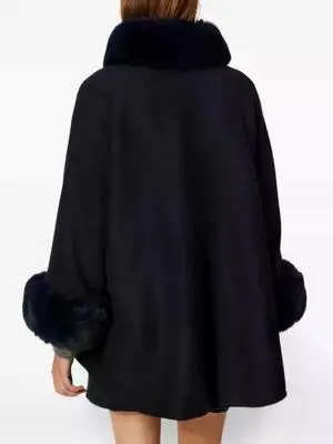 TWINSET Wool Poncho With Synthetic Fur